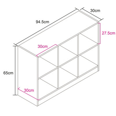 6 Cube Storage Bookcase Unit in White