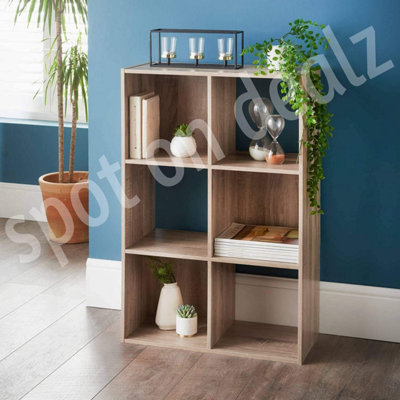 6 Cubes Wooden Oak small cube Storage unit wooden bookcase