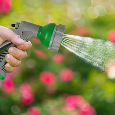 6 Dial Garden Hose Pipe Spray Gun Soft Grip Handle Multi Pattern Water ...