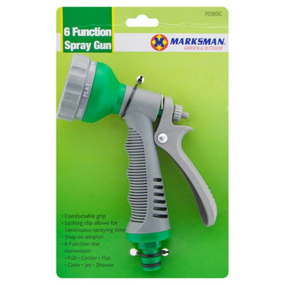 6 Dial Garden Hose Pipe Spray Gun Soft Grip Handle Multi Pattern Water ...