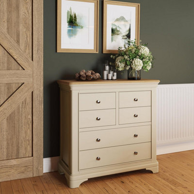 6 Drawer Solid Oak Putty Chest Of Drawers Ready Assembled | DIY at B&Q