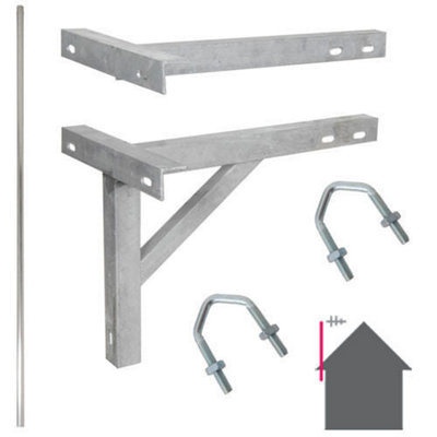 6 Ft / 1.8M Straight Mast & 12" T&K Bracket TV Aerial Wall Mounting ...