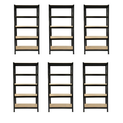 6 Garage Storage Racks Heavy Duty Shelving Unit, Black, 75cm x 150cm x ...
