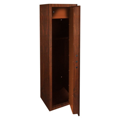 6-Gun Steel Cabinet with Built-In Ammunition Safe Wood Effect Finish ...