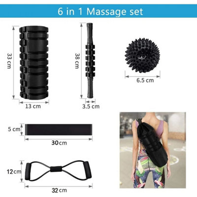 6 IN 1 Muscle Foam Roller Set Massage Roller Stick for Muscle Relax ...