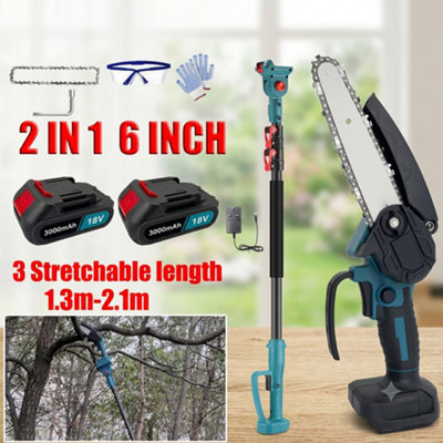 6-Inch Brushless Cordless Pole Chainsaw with Telescopic Extension, 2-in ...