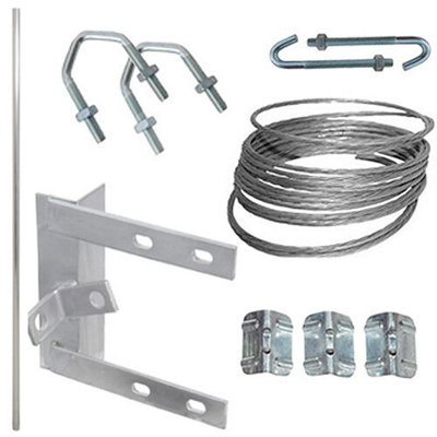 6 Inch Chimney Lashing Bracket & Pole Mast Kit TV Aerial Satellite Roof ...