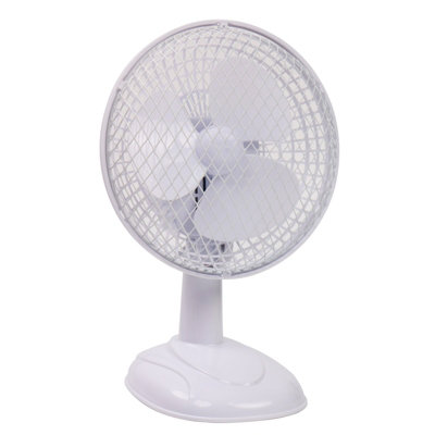 6 Inch White Desk Fan 15W Mini Table Fans with 3 Fan Blades | DIY at B&Q