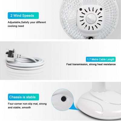 6 Inch White Desk Fan 15W Mini Table Fans with 3 Fan Blades