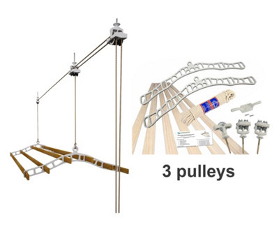 6 Lath Victorian Ceiling Mounted White Clothes Airer Kit With ...