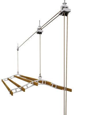 6 Lath Victorian Ceiling Mounted White Clothes Airer Kit With ...