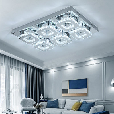 6 Light Rectangular Crystal Chrome Canopy LED Ceiling Light | DIY at B&Q