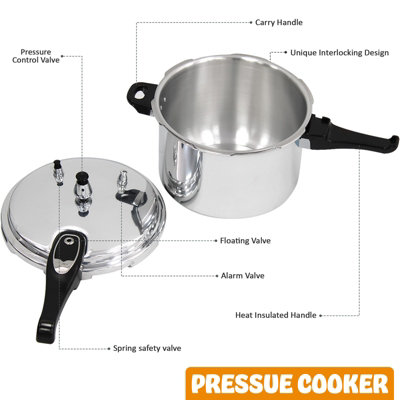 6 Litre Dual Handle aluminum Pressure Cooker Kitchen Catering Cookware
