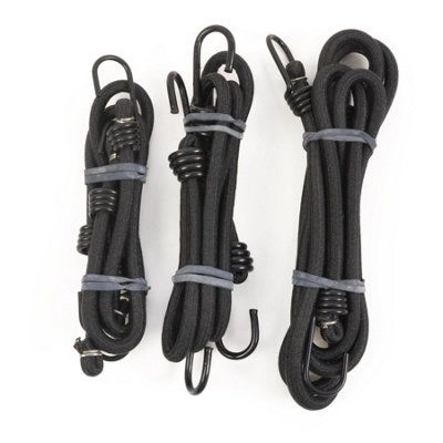 6 Pack - Assorted 10mm Luggage Elastics Bungee Straps With Hooks