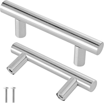 6 Pack Brushed Nickel Cabinet Handles 64mm Hole Centers, 100mm Length ...