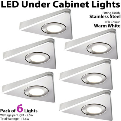 6-PACK BRUSHED NICKEL TRIANGLE UNDER CABINET KITCHEN LIGHTING KIT WITH ...