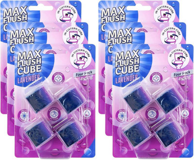 6 Pack Max Flush Cube Toilet Cleaning Blocks Lavender Scent In Cistern ...