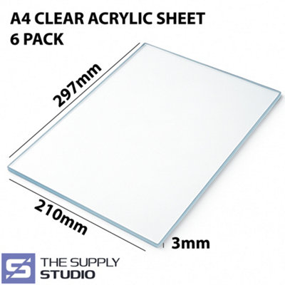 6 Pack of A4 Clear Acrylic Sheets 3mm Thickness Panels Laser Cut - 297 ...
