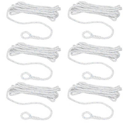 6 Pack Spliced Polyester Mooring Line 16mm x 10m Boat Dock Line Rope Warp