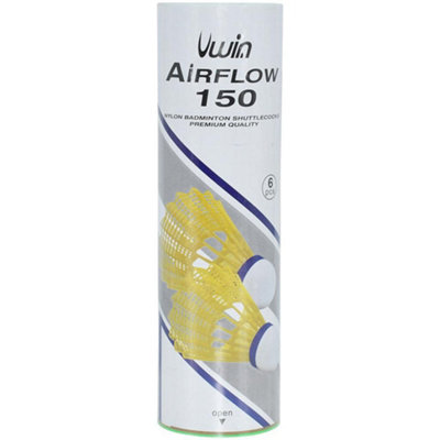6 PACK - Yellow Airflow 150 Badminton Shuttlecocks - Smooth Flight ...