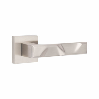 6 Pair Modern Nova Design Satin Nickel Premium Door Handles Square Rose ...