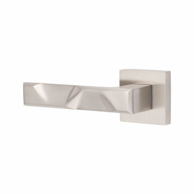 6 Pair Modern Nova Design Satin Nickel Premium Door Handles Square Rose ...