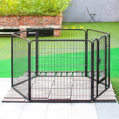 6 Panels Outdoor High Heavy Duty Folding Iron Pet Playpen Barrier 80x80cm