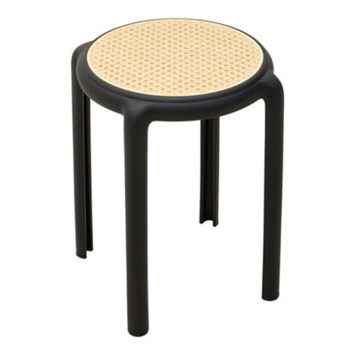 6 PCS Black Plastic Backless Stacking Stool