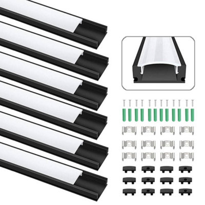 6 Pcs LED Aluminium Channel Profile 3.3ft Extrusion Diffuser Strip ...