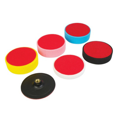 6 Piece 150mm Foam Head Polishing Kit Ultra Soft Firm Hook & Loop Power ...