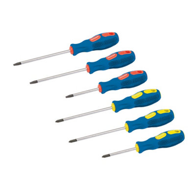 6 Piece Screwdriver Set Colour Coded Soft Grip Handles Philips ...