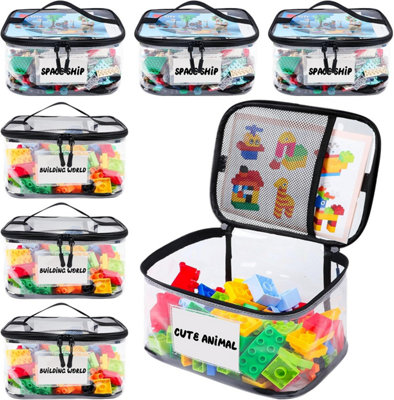 6 piece transparent toy storage bags, suitable for LEGO bricks and ...