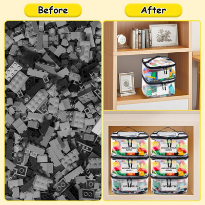 6 piece transparent toy storage bags, suitable for LEGO bricks and ...