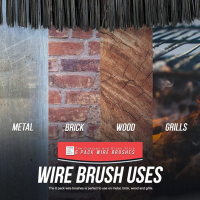 6 Pieces Small Wire Brush Set - Steel, Brass, Nylon and Mini Wire Brush