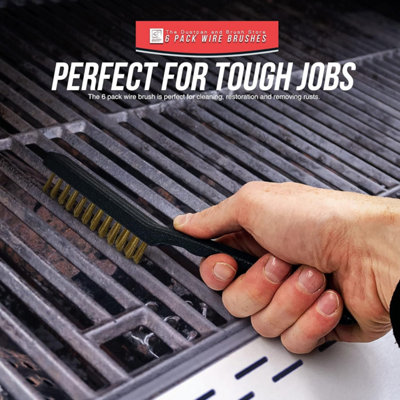 6 Pieces Small Wire Brush Set - Steel, Brass, Nylon and Mini Wire Brush