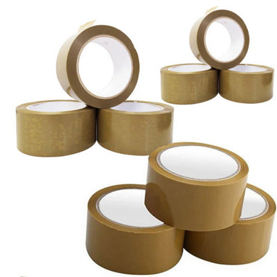 6 Rolls of Brown Low Noise Tape 50mm X 66m Strong Sticky Packaging ...