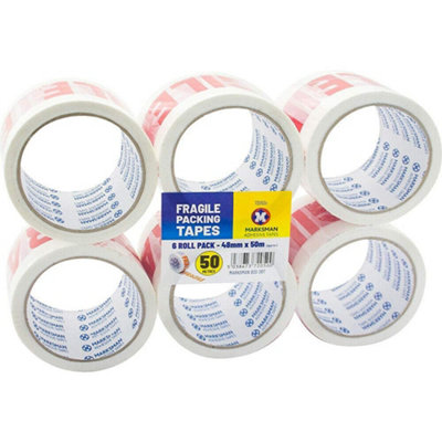 6 Rolls Of Fragile Strong Packing Parcel Tape 48mm X 50m Sellotape ...