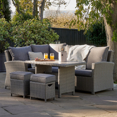 6 Seater Outdoor Corner Set Rattan Garden Furniture Lounge Set | DIY at B&Q