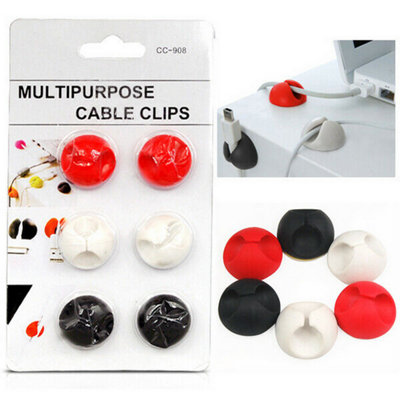 6 Self-Adhesive Cable Tidy Clips (Pack)