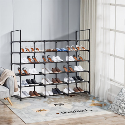 6 Tier Large Capacity DIY Steel Pipe Shoe Rack for 36 Pairs of Shoes