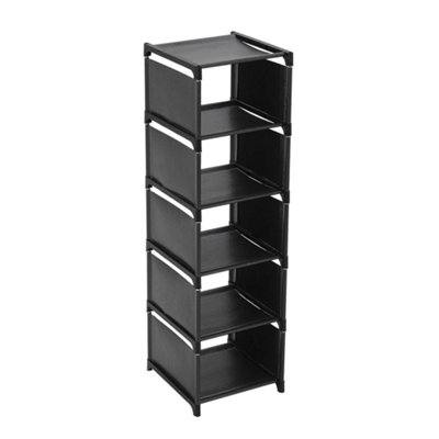 6-Tier Plastic Shoe Rack Freestanding Adjustable Shoe Storage Rack Black