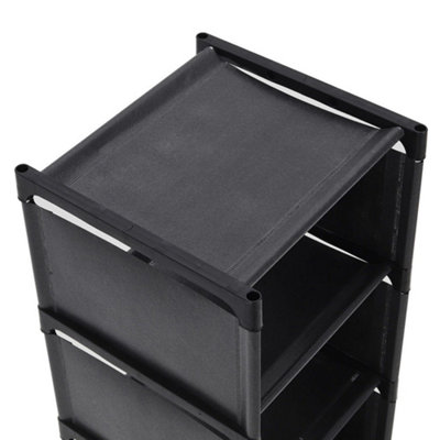6-Tier Plastic Shoe Rack Freestanding Adjustable Shoe Storage Rack Black