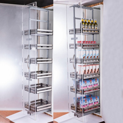 6 Tier Tall and Narrow Tandem Metal Pull Out Pantry Kitchen Storage Cabinet Basket Shelf W