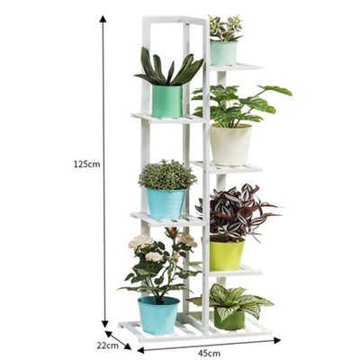 6-Tier White Multi-Tiered Display Rack Wooden Plant Stand Ideal for ...