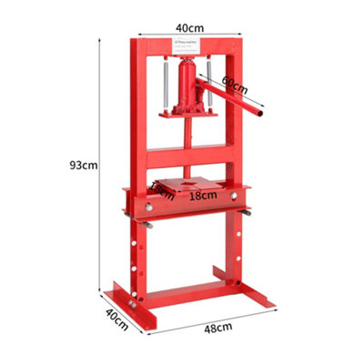 6 Ton Red Hydraulic Steel Press, Floor Standing Heavy Duty H Frame for ...