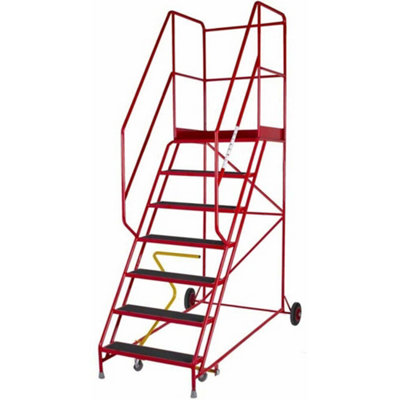 6 Tread Heavy Duty Mobile Warehouse Stairs with Anti-Slip Steps and ...