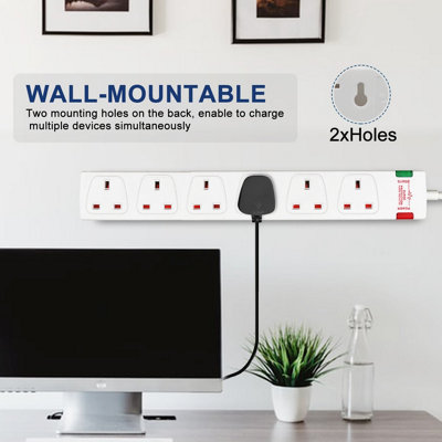 6 Way Socket with Cable 3G1.25,3M,White,with Power Indicater,Child ...