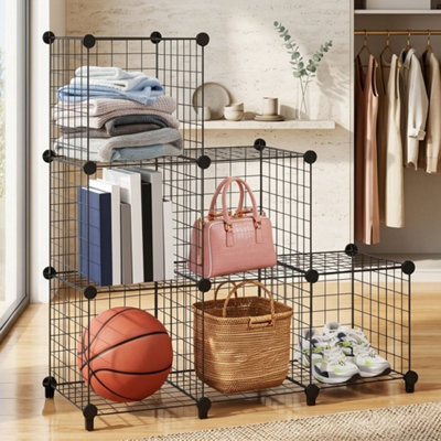 6 Wire Cube Shelving Rack, Organizer, Interlocking Shelving Unit