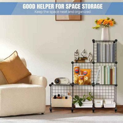 6 Wire Cube Shelving Rack, Organizer, Interlocking Shelving Unit