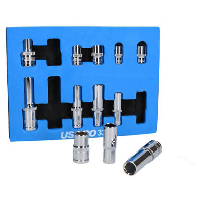 6 X 10mm & 6 x 13mm Metric Mixed Drive 6 Sided Single Hex Deeps Socket ...